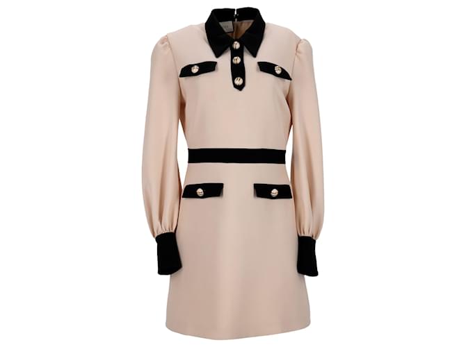 Gucci Mini robe à manches longues avec bords contrastés en acrylique ...