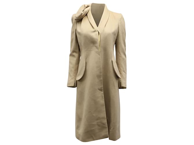 Alexander McQueen Shoulder Oversized Bow Coat in Beige Cashmere Wool ...