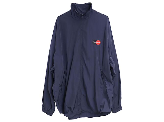 Balenciaga Veste Logo Stand Collar en Polyamide Bleu Marine ref.874496 ...