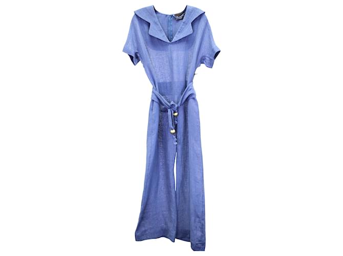Lisa Marie Fernandez Belted Jumpsuit in Blue Linen Light blue ref ...