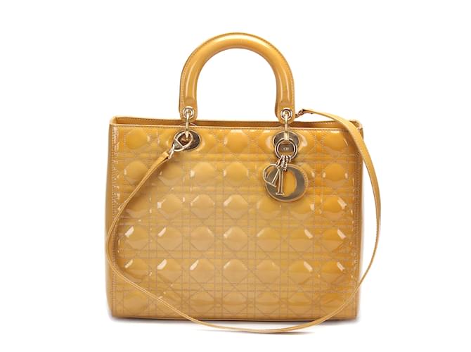 Large Cannage Patent Leather Lady Dior Yellow Enamel ref.883781 - Joli ...