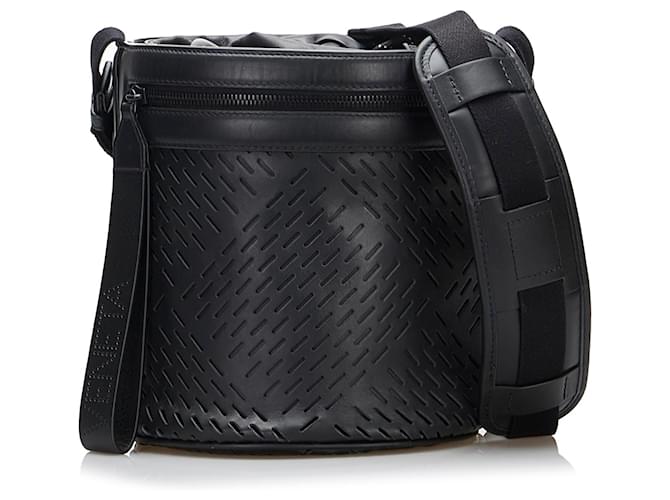 Bottega Veneta Black Perforated Leather Paper Bucket Bag Pony-style ...