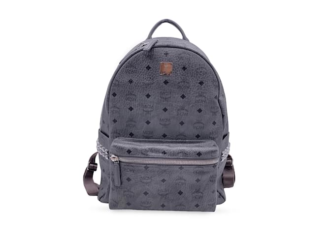 MCM Grey Visetos Canvas Side Studs Stark Backpack Bag Cloth ref.890650 ...