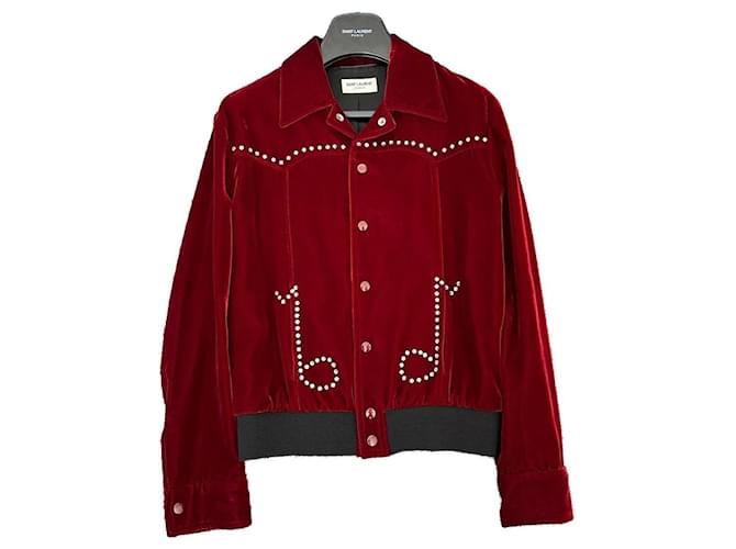 Saint Laurent SLP 16FW Music Note Jacket Red Velvet ref.895926 - Joli ...