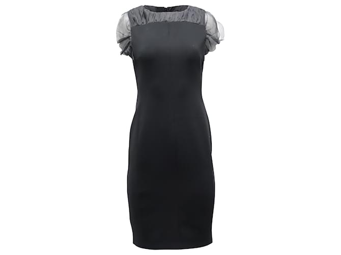 Max Mara Sheer Sleeves Midi Dress in Black Silk ref.898049 - Joli Closet