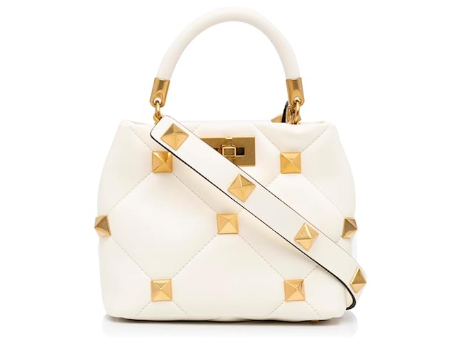 Valentino White Roman Stud Satchel Leather Pony-style calfskin ref ...