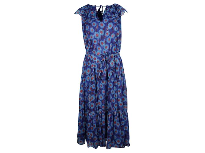 Kate Spade Robe longue à fleurs bleue et rouge Soie ref.904470 - Joli ...