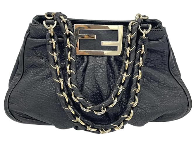 Fendi Mia Leather Handbag Black Pony-style calfskin ref.908255 - Joli ...