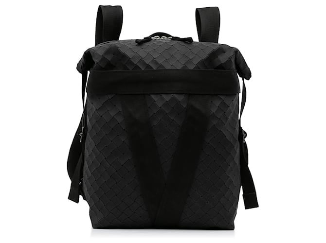 Bottega Veneta Black Intrecciato Fold Over Backpack Leather Pony-style ...