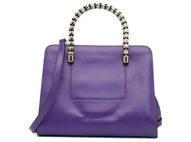 Bulgari Bvlgari Purple Serpenti Scaglie Satchel Leather Pony-style ...