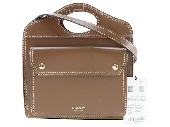 Burberry Mini Pocket Bag Brown Leather ref.921657 - Joli Closet