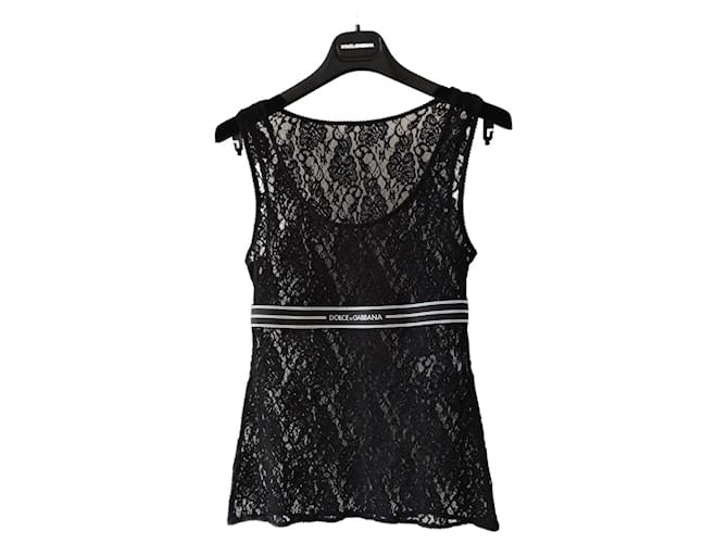 Dolce & Gabbana DOLCE&GABBANA FLOCKED JERSEY TOP WITH DG LOGO Black ...