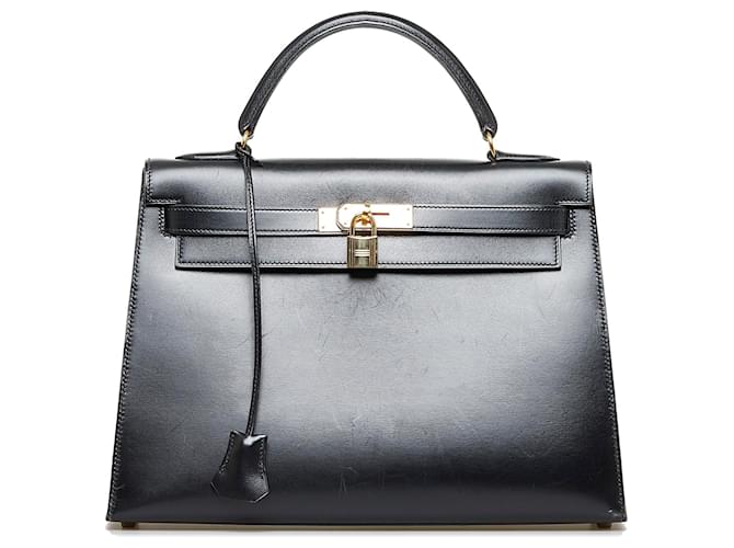 Hermès Hermes Black Box Kalb Kelly 32 Schwarz Leder Kalbähnliches Kalb ...