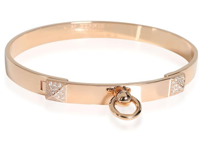 Hermès Small Model Collier de Chien Diamond Bangle in 18k Rose Gold 0. ...