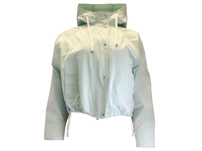 Peserico Mint Green Cropped Hooded Windbreaker Jacket Polyester ref ...