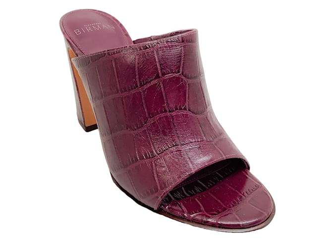 Alexandre Birman Berry Embossed Croc Lavinia Mules Red Leather ref ...