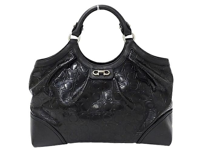 Salvatore Ferragamo Gancini Line Black Leather ref.940690 - Joli Closet