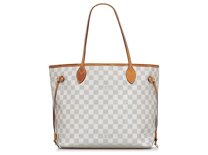 Louis Vuitton White Damier Azur Neverfull MM Cloth ref.944510 - Joli Closet