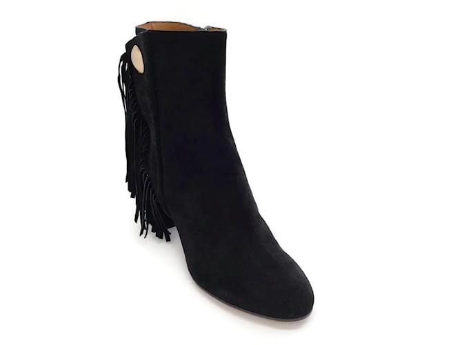 Chloé Black Fringe Boots Suede ref.947424 - Joli Closet