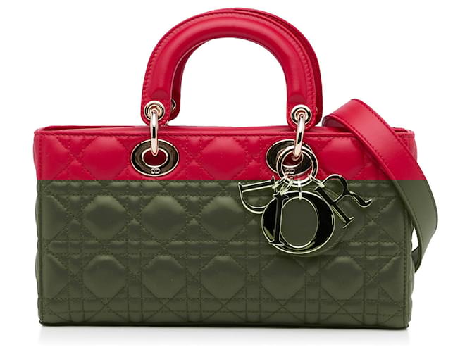 Dior Cuir d'agneau moyen rouge Cannage Lady D-Joy ref.950201 - Joli Closet