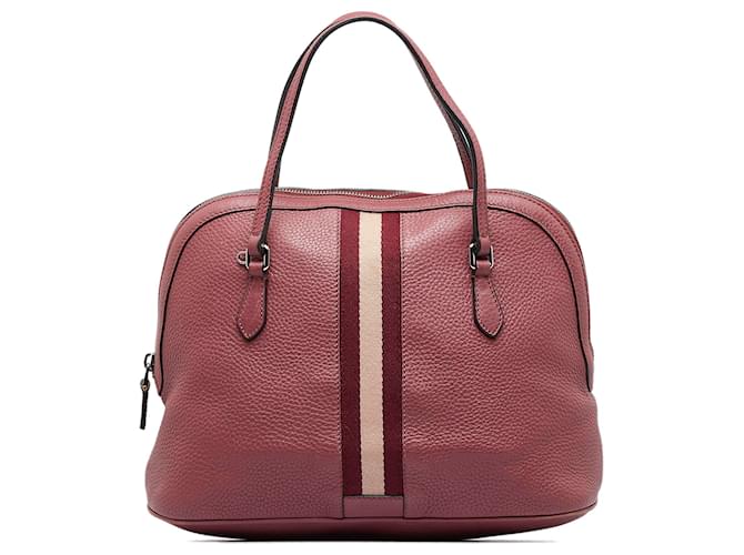 Gucci Red Web Dome Satchel Leather Pony-style calfskin ref.950300 ...