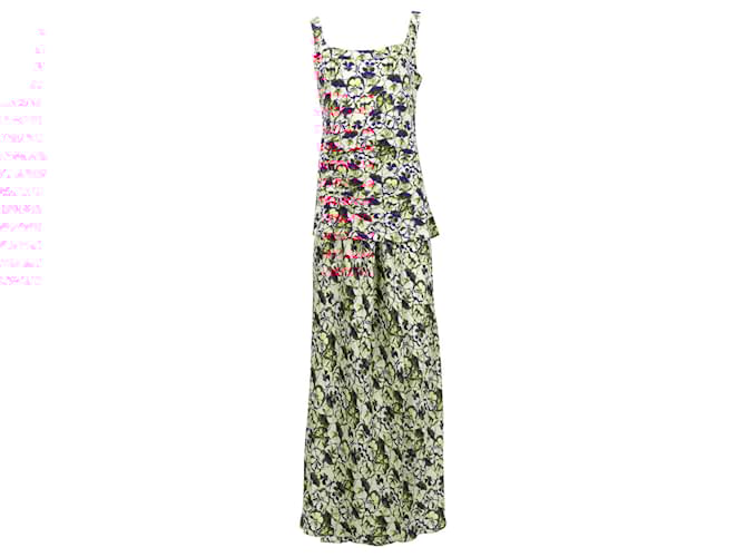 Paco Rabanne Ruched Top and Skirt in Floral-Print Viscose Python print ...