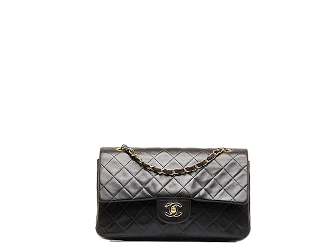 Chanel Medium Classic Double Flap Bag Black Leather Pony-style calfskin ...