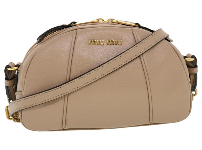 Miu Miu Chain Shoulder Bag Leather Beige Pink 5BH142 Auth am4491 ref ...