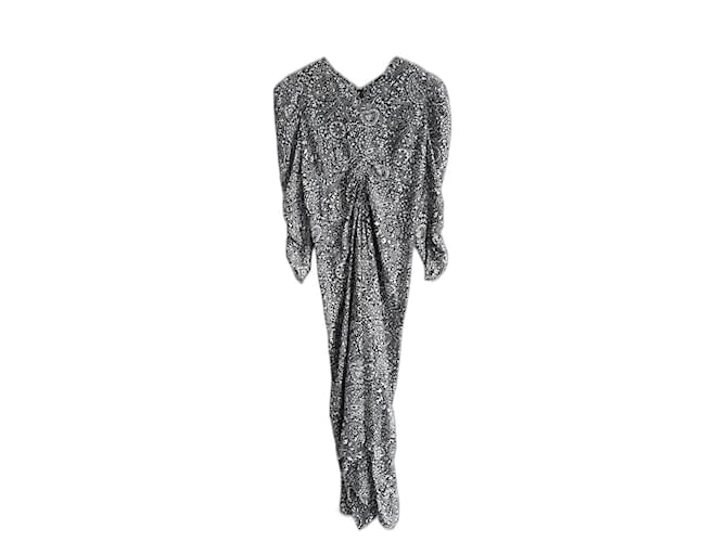 Isabel Marant Albini Black & White Paisley Silk Dress ref.956917 - Joli ...