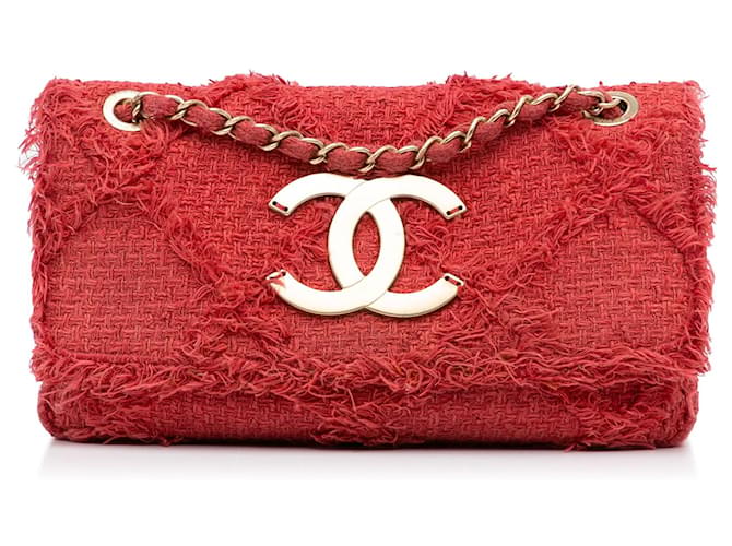 Chanel Red Small CC Tweed Nature Flap Bag Cloth ref.960755 - Joli Closet