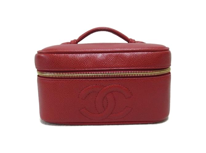 Chanel CC Caviar Vanity Case Red Leather ref.962264 - Joli Closet
