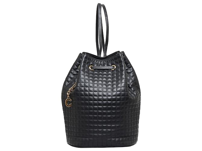Céline Celine Black Quilted Backpack Leather Pony-style calfskin ref ...