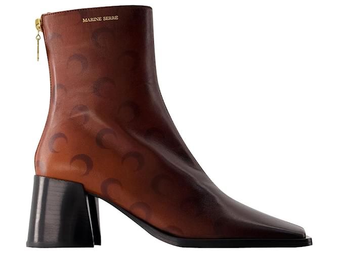 Airbrushed Crafted Ankle Boots - Marine Serre - Leather - Brown ref ...