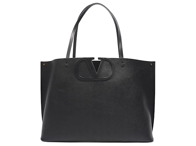 Valentino V Logo Cabas Cuir Noir Grand ref.1006002 - Joli Closet