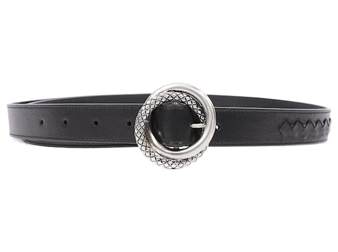 Bottega Veneta Locking Circle Belt Black Leather 75cm / 30" ref.1006458 ...