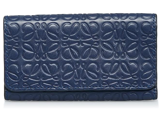 Loewe Blue Anagram Leather Key Holder Navy blue Pony-style calfskin ref ...