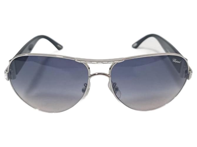 Chopard Blue/Silver SCH866S Embellished Sunglasses Silver hardware ...