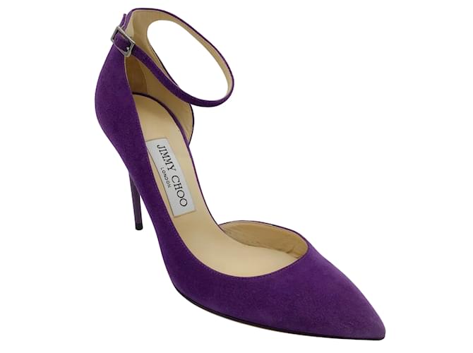 Jimmy Choo Purple Suede D'Orsay Pumps with Ankle Strap ref.980253 ...