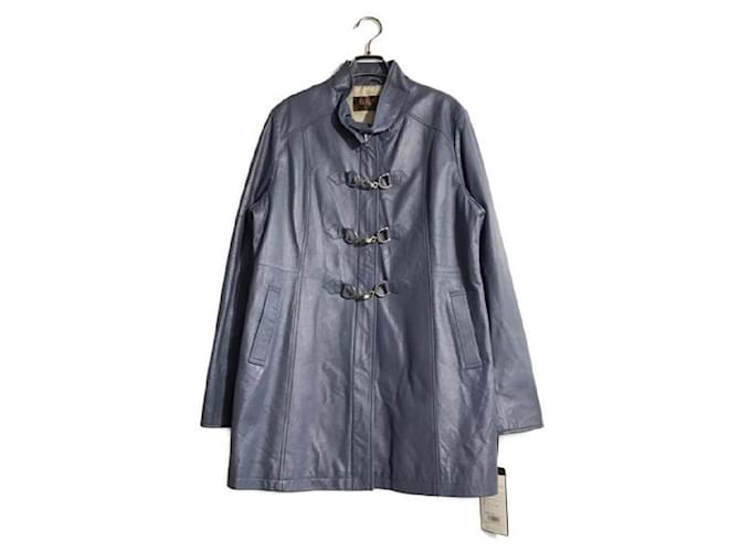 BALMAIN Blue Leather Jacket Polyester ref.987900 - Joli Closet