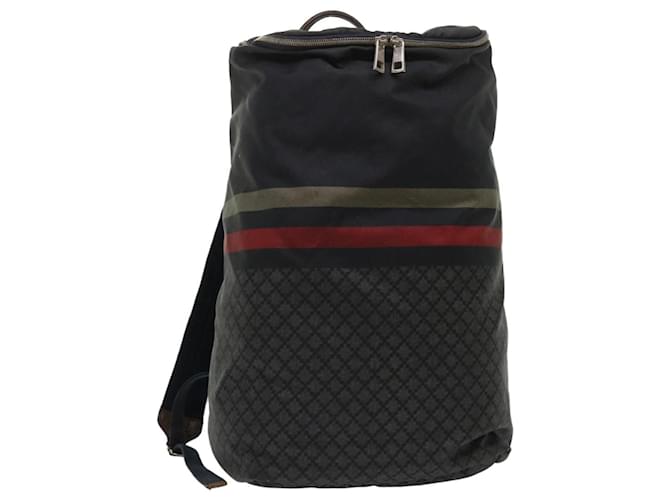 GUCCI Sherry Line Diamante Backpack Nylon Black Red beige 268111 Auth ...