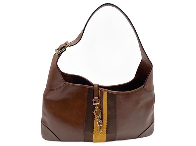 Brown Leather Gucci Jackie Black ref.990552 - Joli Closet