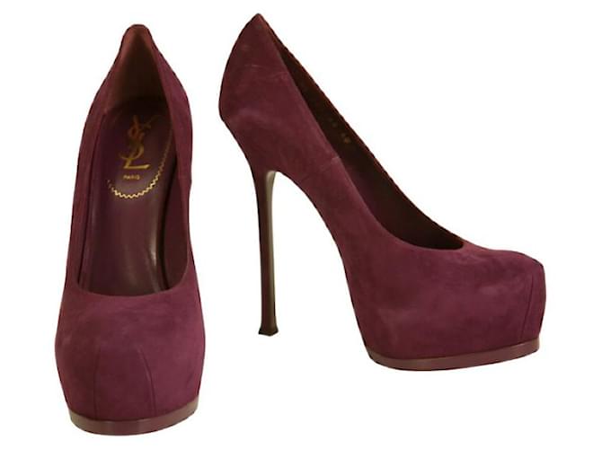 NWOB Yves Saint Laurent Purple Suede Tribute Tribtoo Heels Platform ...