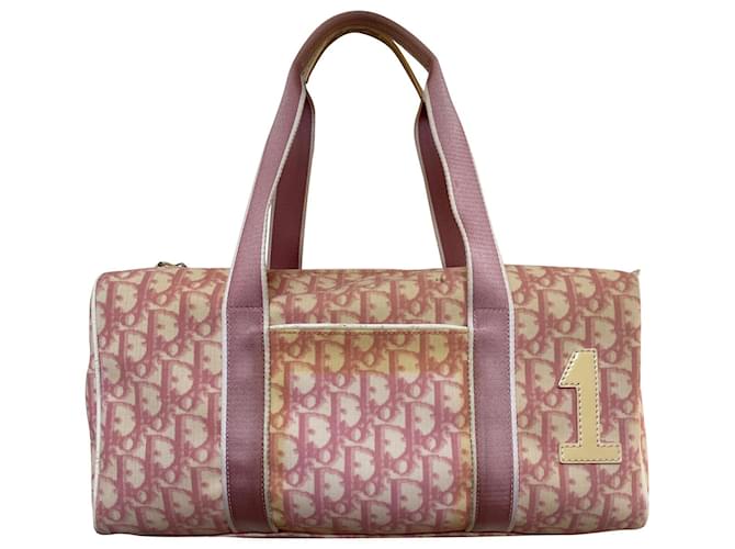 Sac à main Dior Trotter en toile x cuir verni Sac Boston rose ref ...