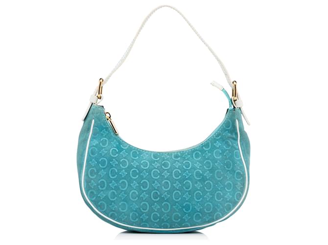 Sac Hobo Céline Bleu C Macadam Suede Cuir Turquoise ref.994100 - Joli ...