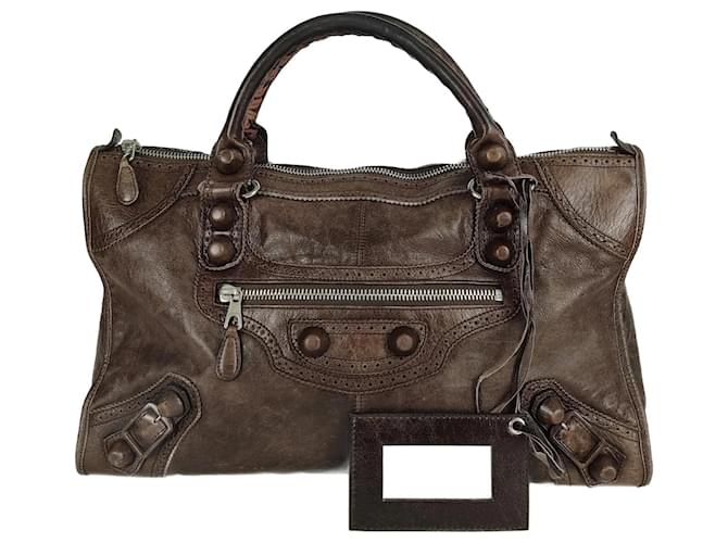 City Balenciaga Sac à main Balenciaga Work en cuir marron ref.995584 ...