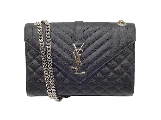 Yves Saint Laurent Sac à bandoulière Lou Lou moyen en cuir noir ref ...