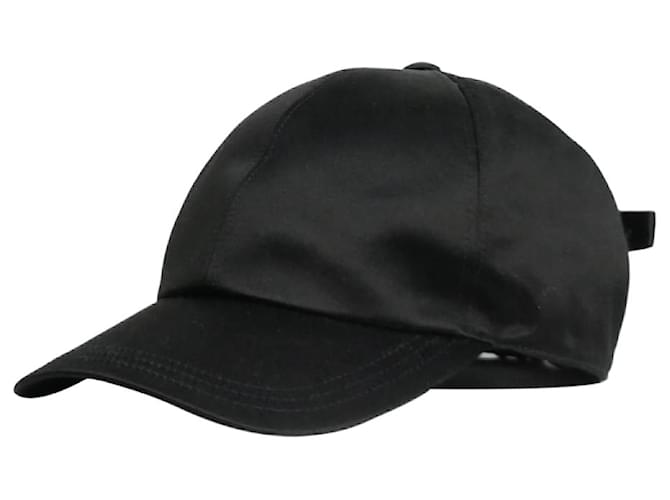 Prada Black silk cap with triangle logo detail to the side ref.1012681 ...