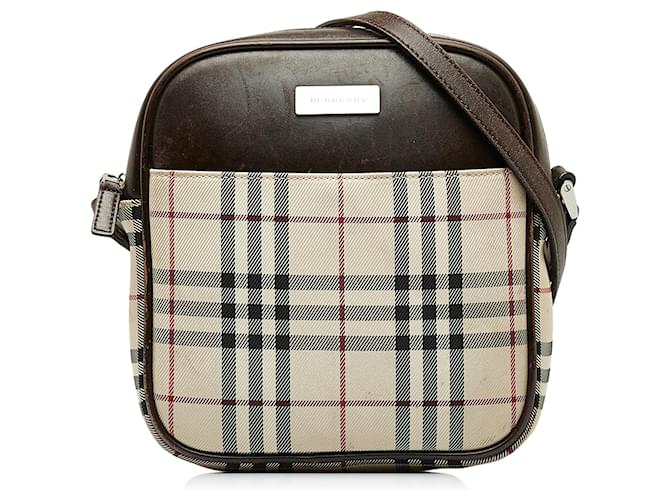 Burberry Brown House Check Crossbody Beige Cloth Cloth ref.1012747 ...