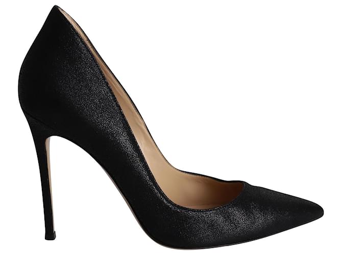 Gianvito Rossi Pointed-toe Textured Pumps in Black Leather ref.1013926 ...