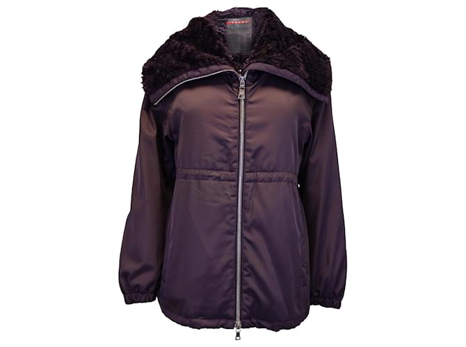 Prada Mohair-Lined Zip Jacket in Purple Polyester ref.1014605 - Joli Closet